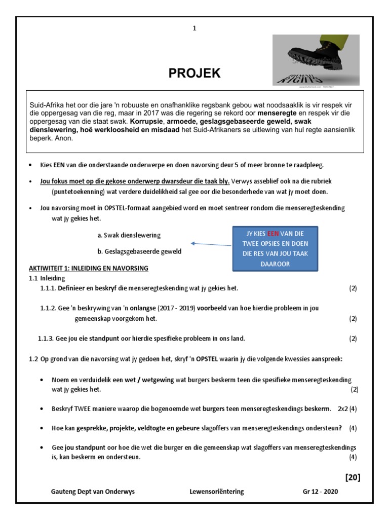 LO - GR 12 - Taak Kwartaal 2 (Deel 1) | PDF