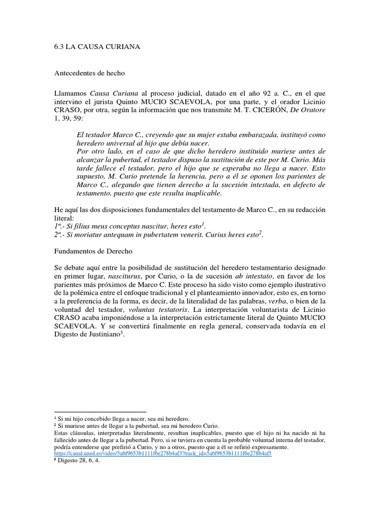 Causa Curiana: Herencia y Testamento 92 a.C. | PDF | Derecho