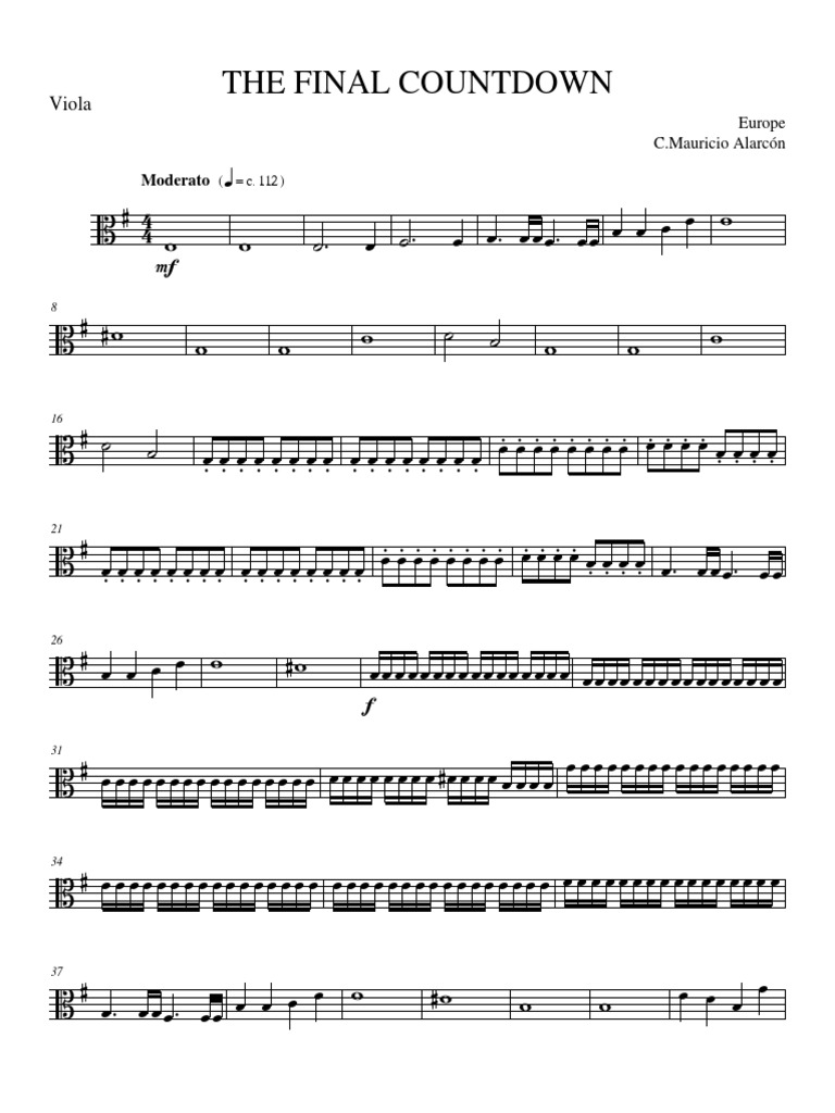 Viola Sheet Music: Final Countdown | PDF