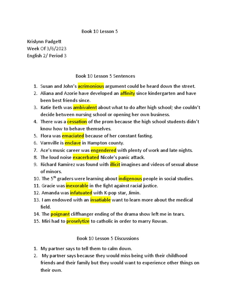 Book 10 Lesson 5 | PDF | Poaching | Crime & Violence