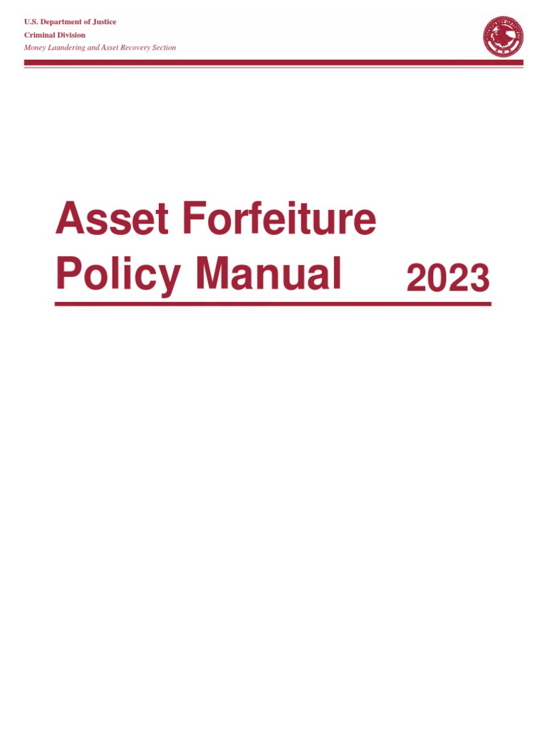 Asset Forfeiture Policy Manual 2023 | PDF | Asset Forfeiture | United ...