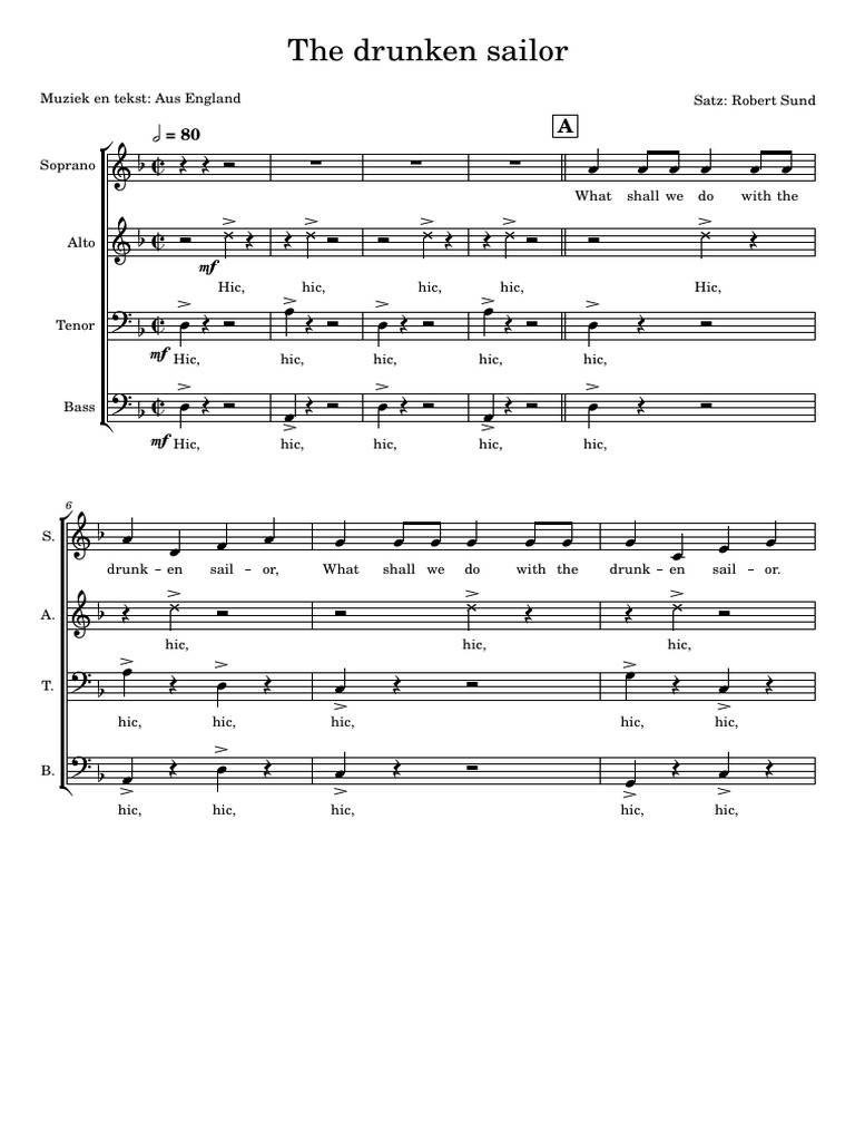 The Drunken Sailor | PDF | Singing | Pitch (Music)