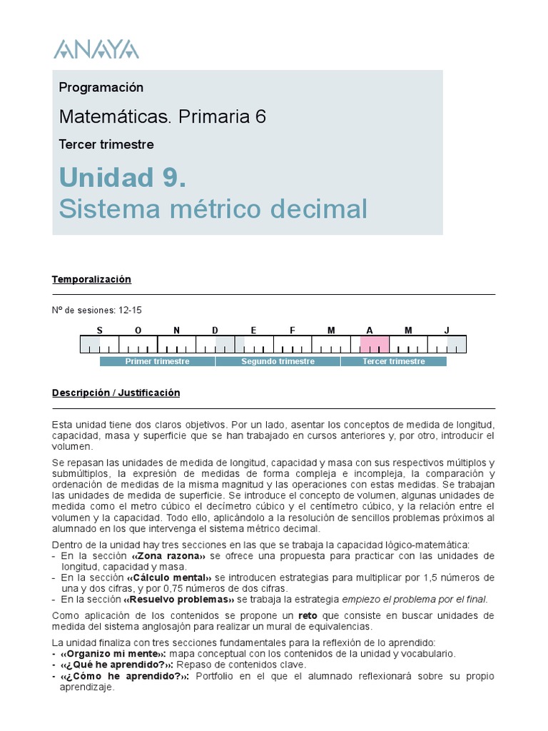 Mat6p and U09 | PDF | Volumen | Plan de estudios