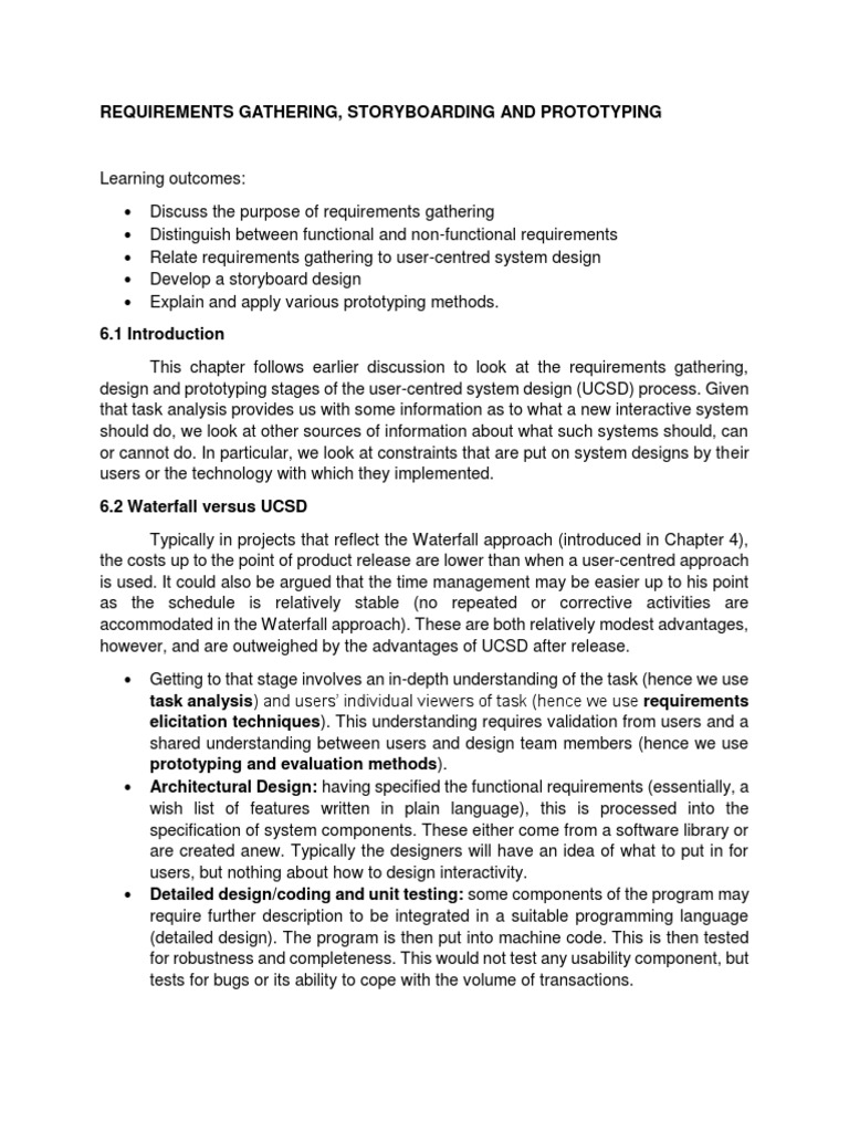 Week 6 REQUIREMENTS GATHERING | PDF | Usability | Software Prototyping