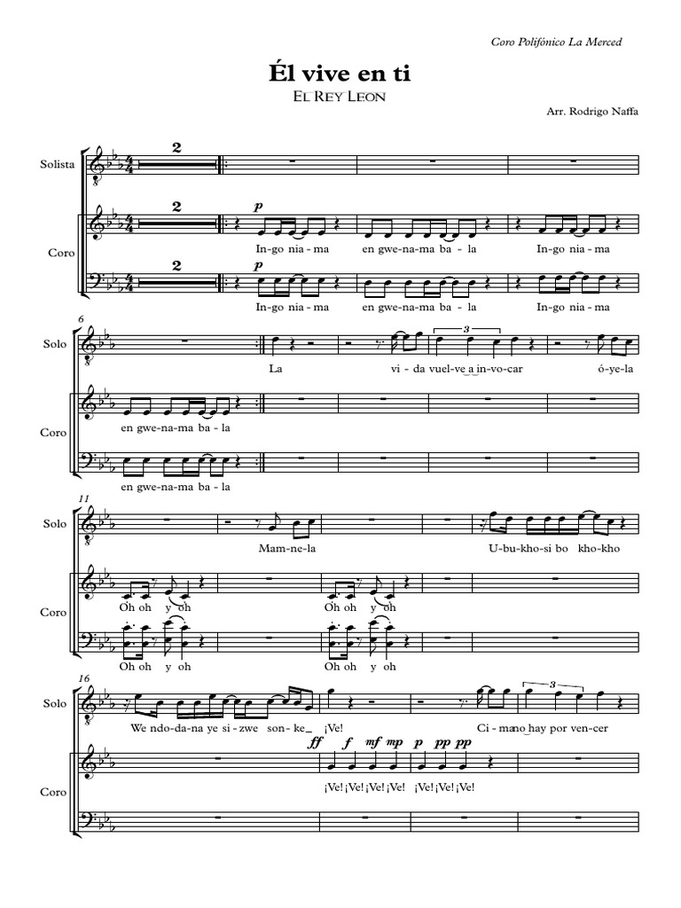 Él Vive en Ti - Partitura Completa | PDF