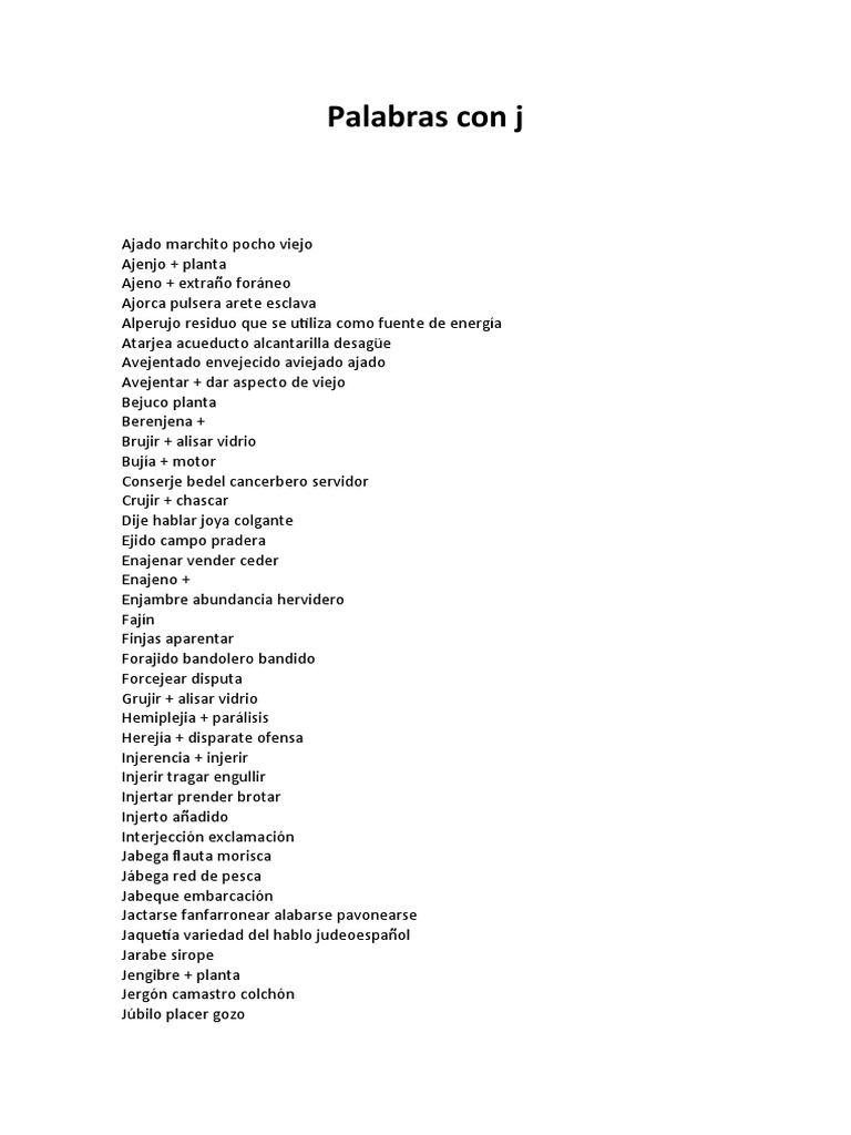 Palabras Con J | PDF