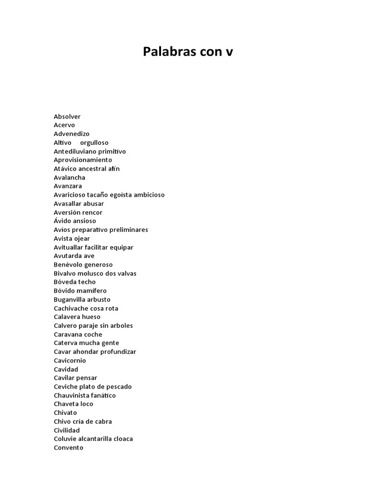 Palabras Con V | PDF | Organismos