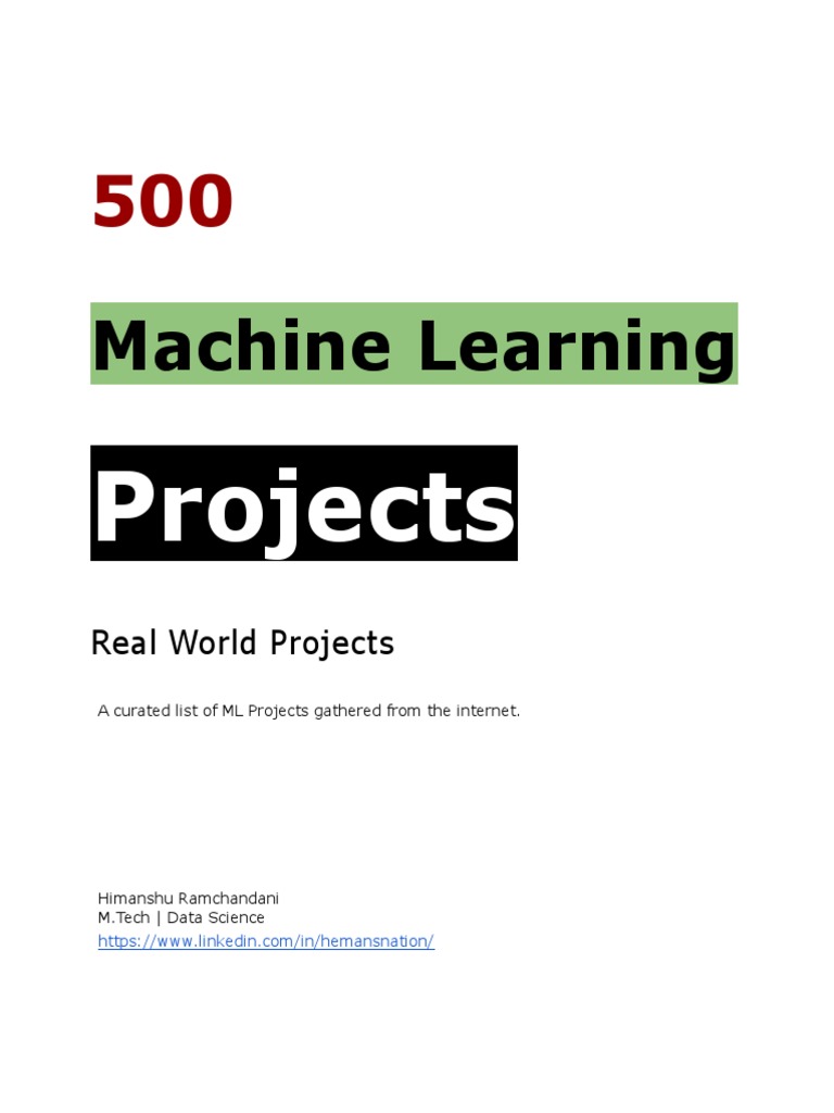 500 Machine Learning Projects | PDF | Time Series | Prediction 500 Machine Learning Projects | PDF | Time Series | Prediction