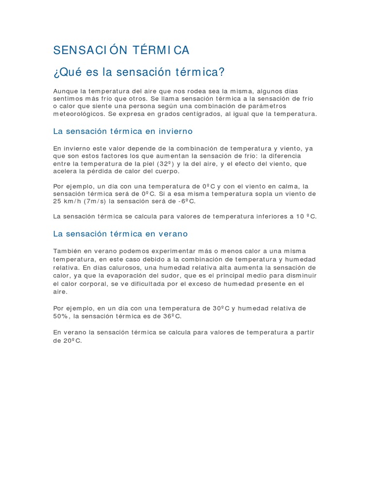 ¿Sensación Térmica, Qué Es? _ Temperatura vs Sensación Térmica: Lo que ...