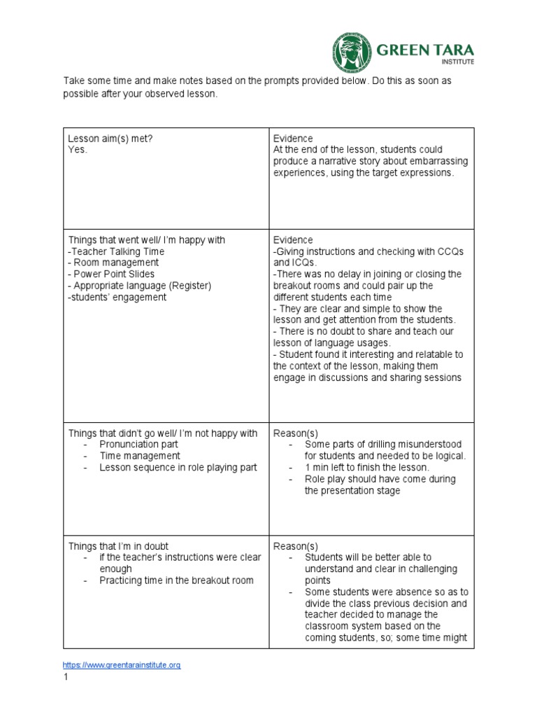 Teacher Self Reflection 2 | PDF | Teachers | Reason