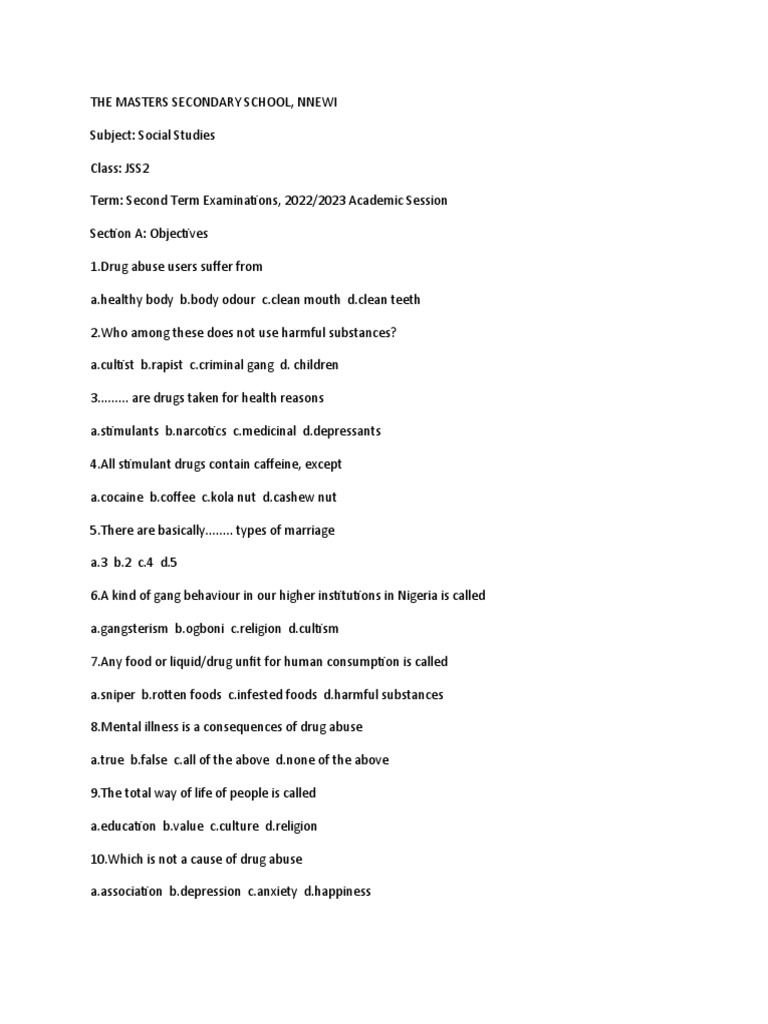 THE MASTERS Social Studies, JSS2 | PDF