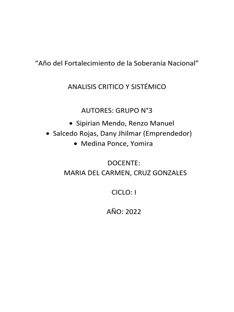 Analisis Critico y Sistémico | PDF | Cliente