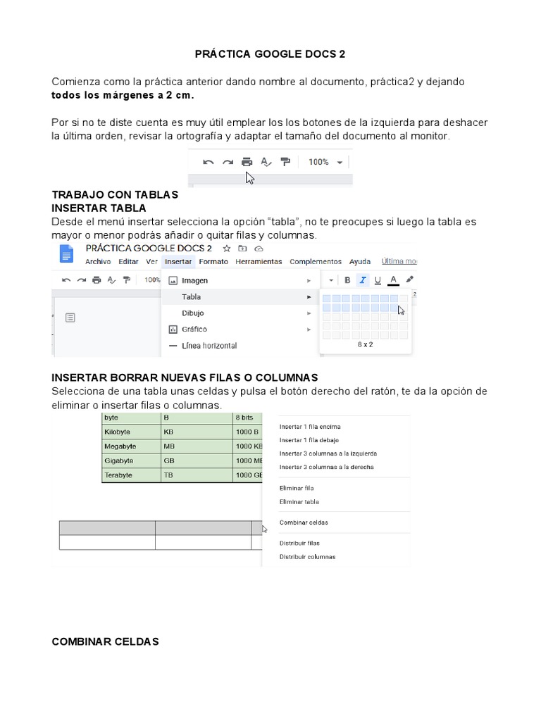Práctica de Google Docs sobre el uso de tablas y formatos | PDF | Poco | Informática