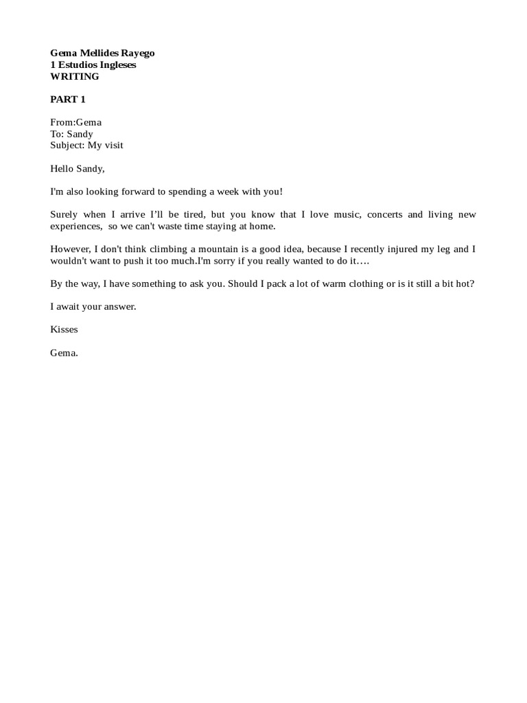 Email Formal en Ingles | PDF