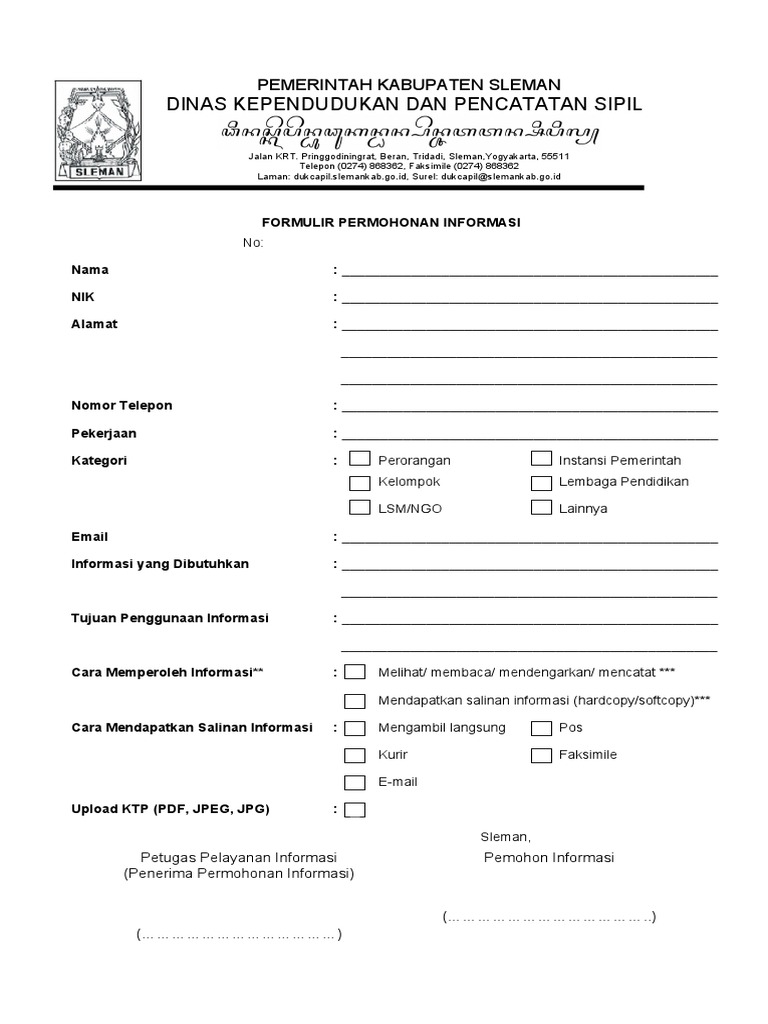 Formulir Permohonan Informasi 22 | PDF