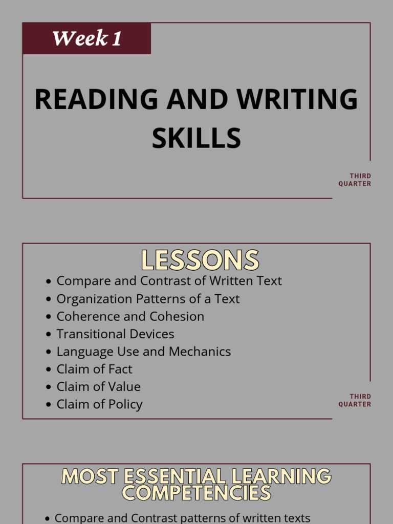 Reading and Writing COMPARE-AND-CONTRAST-WRITTEN-TEXTS-2 | PDF | Essays | Writing