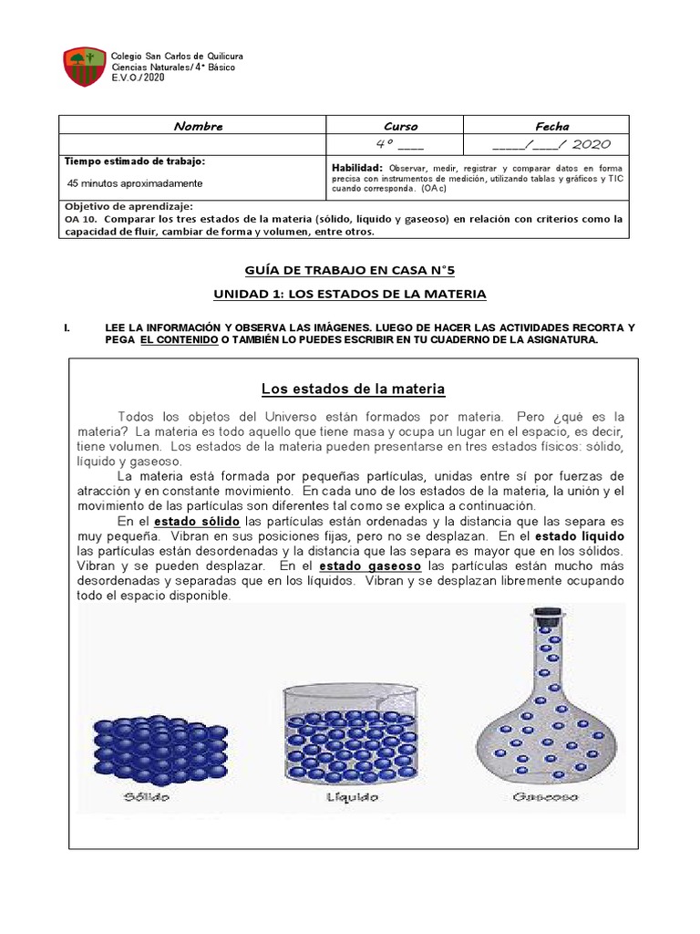 C4 Semana 3 Actividad 1. Los Estados de La Materia | PDF | Importar | Gases