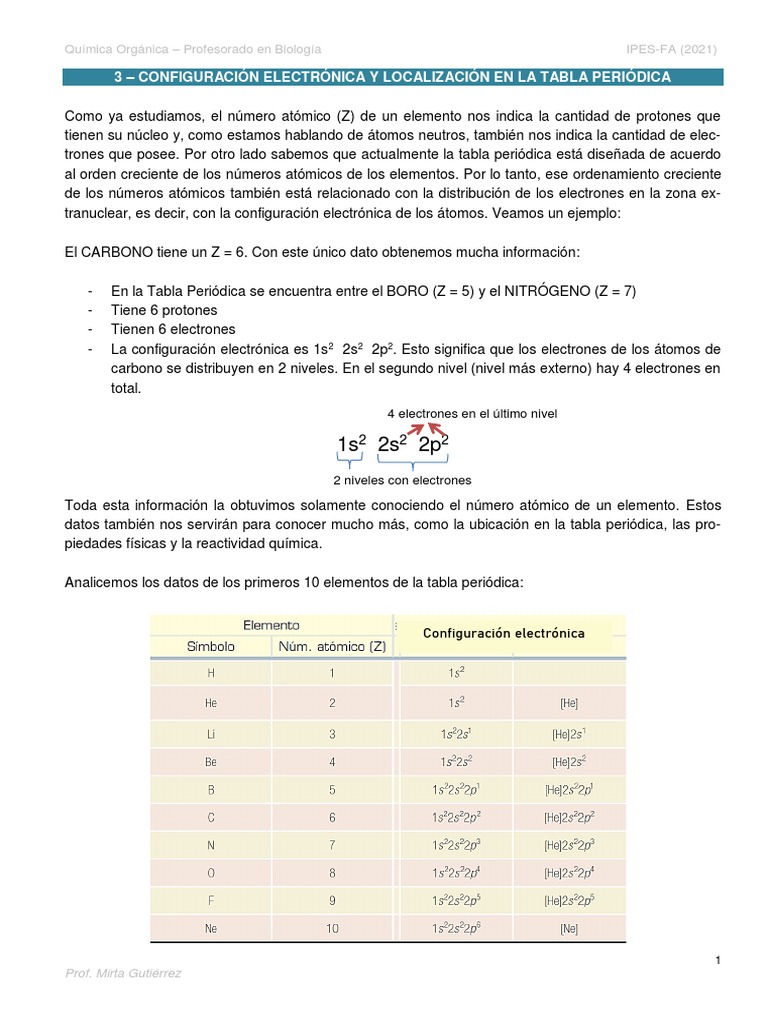 C.E. y Localizacion en Tabla Periodica | PDF | Rieles | Tabla periódica