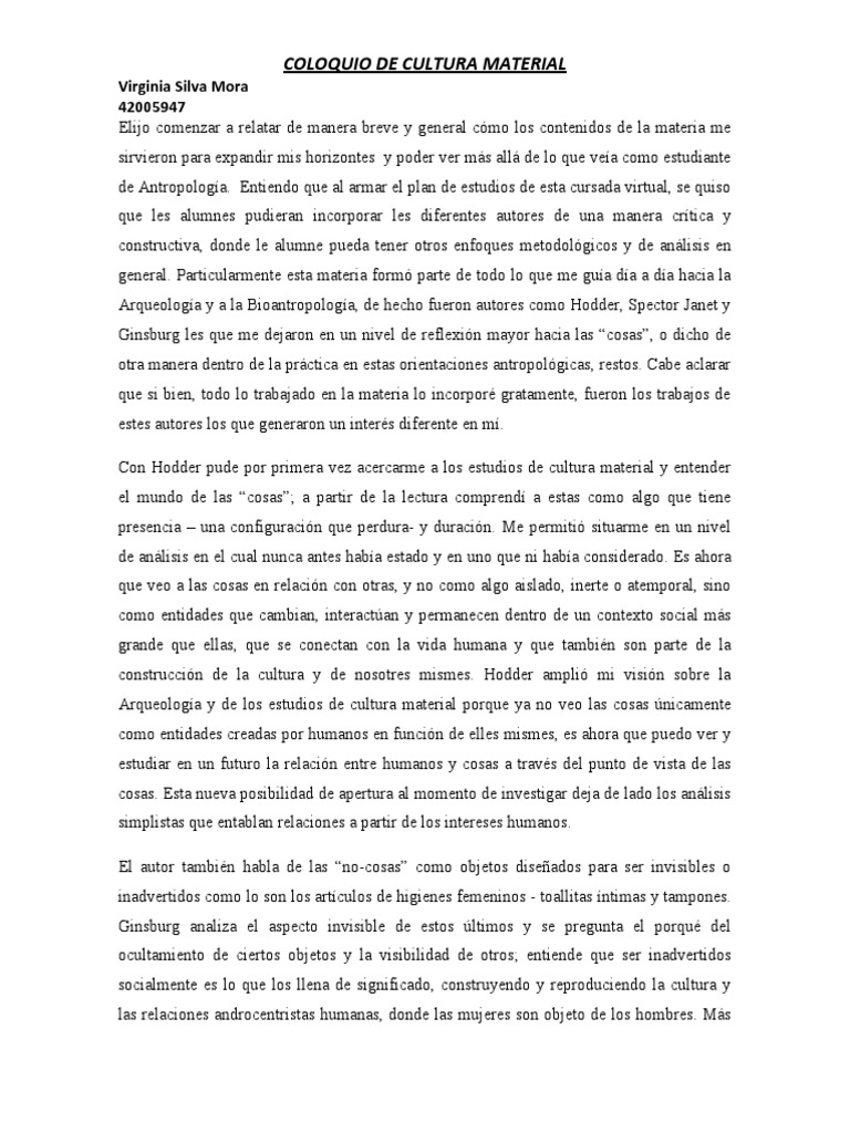 COLOQUIO | PDF | Arqueología | Cultura material