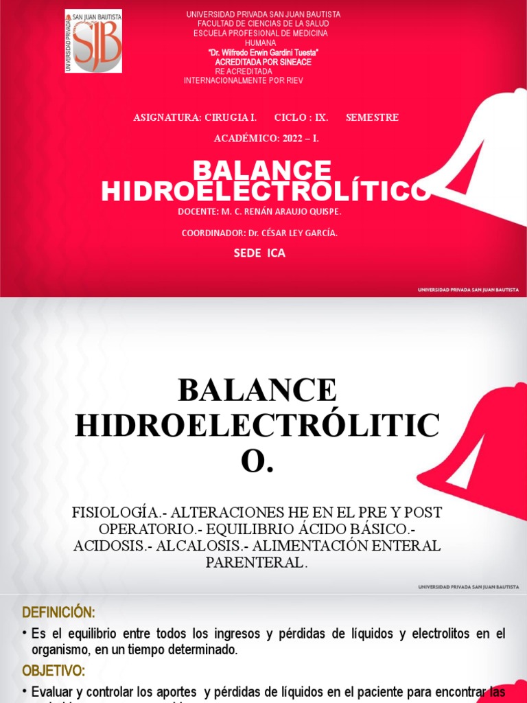 Balance Hidroelectrolítico: Sede Ica | PDF | Septicemia | Solución tampón