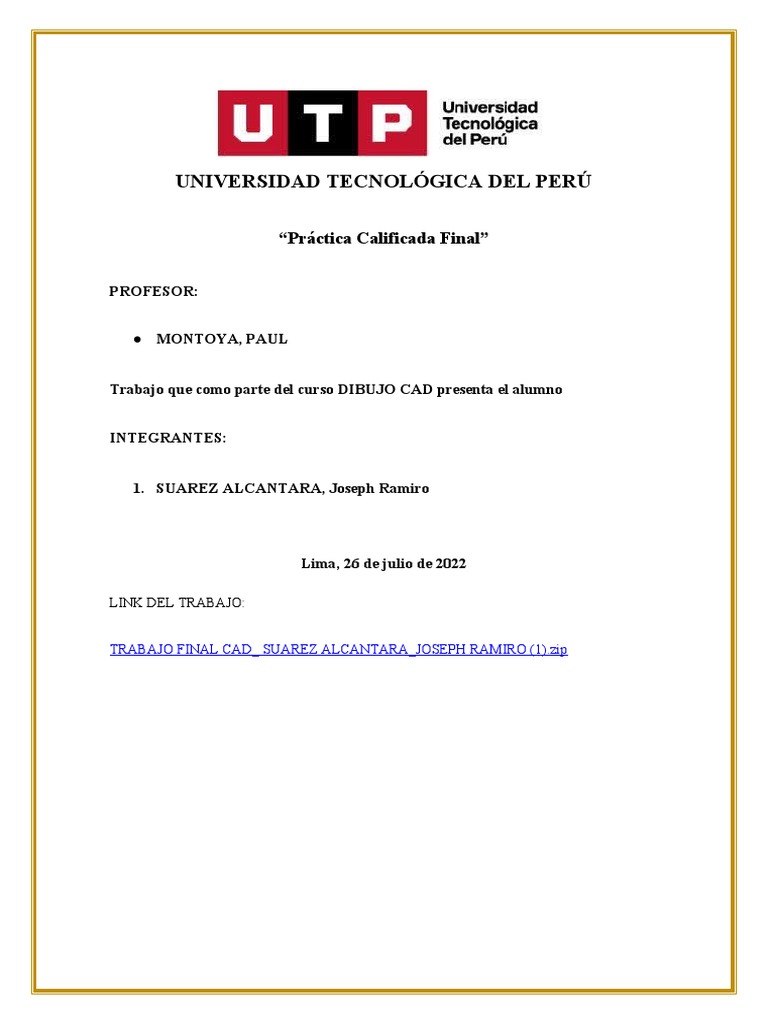 Práctica Final Dibujo CAD UTP | PDF