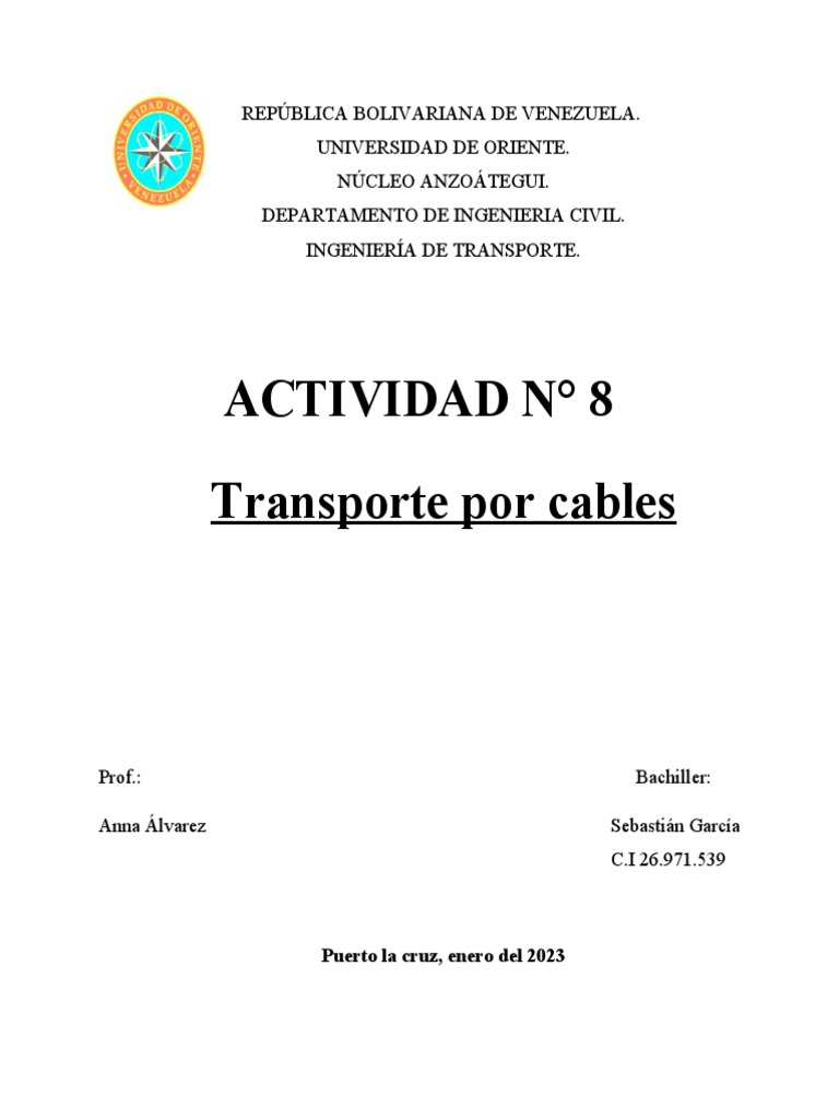 Transporte Por Cable Nro 8. Sebastian Garcia | PDF | Transporte ...