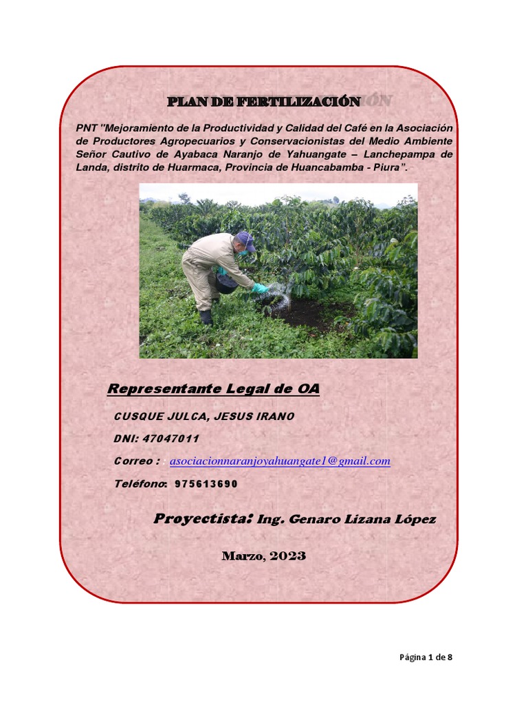 Plan de Fertilizacion | PDF | Fertilizante | Nutrientes