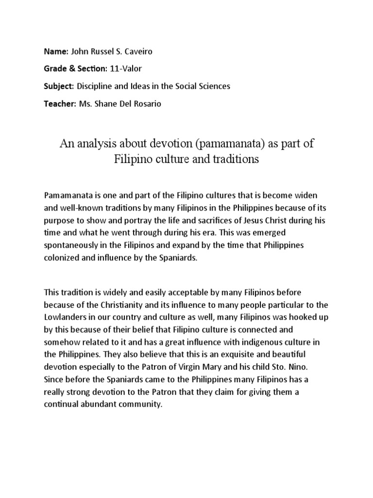 Analysis of Pamamanata As Part of Filipino Culture and Tradition | PDF ...