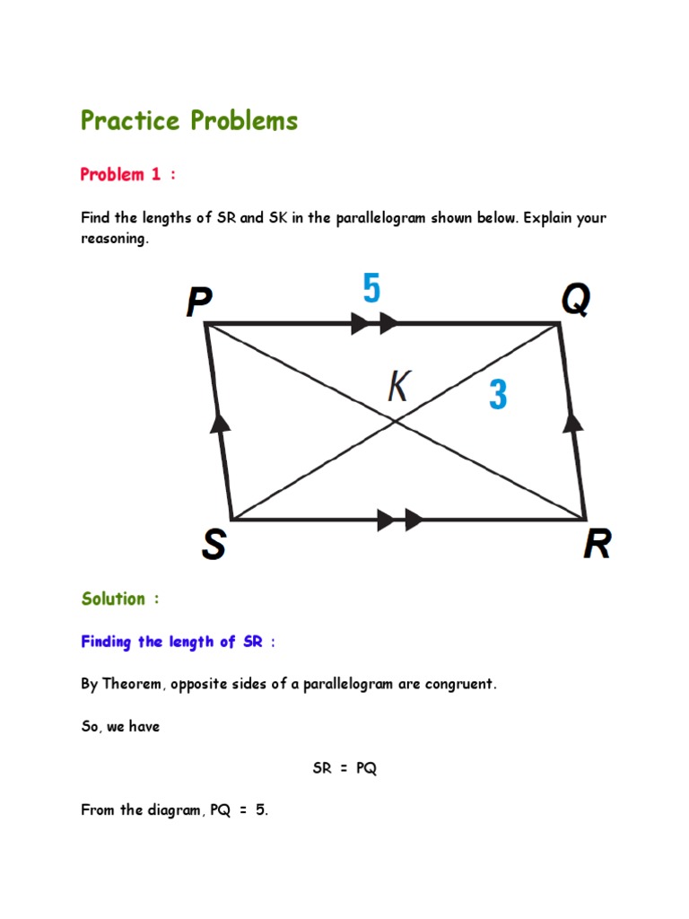 Solve Parallelogram Problems | PDF | Geometric Shapes | Classical Geometry