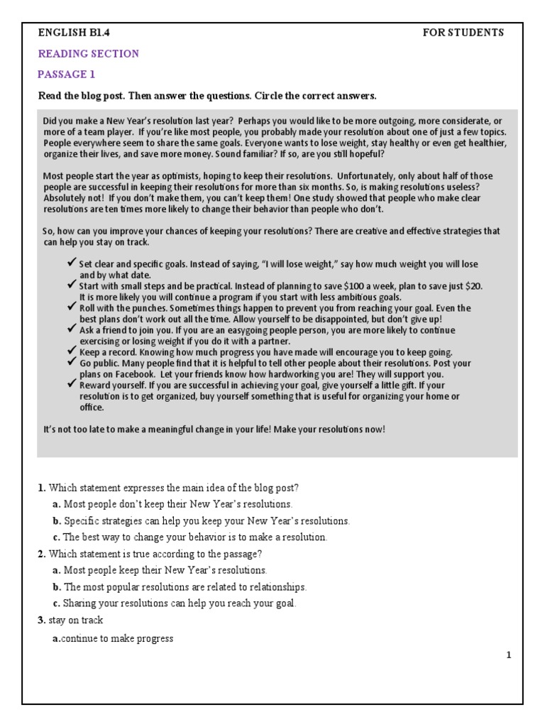 B1.4. Reading Passages 1+2 | PDF | Paintings