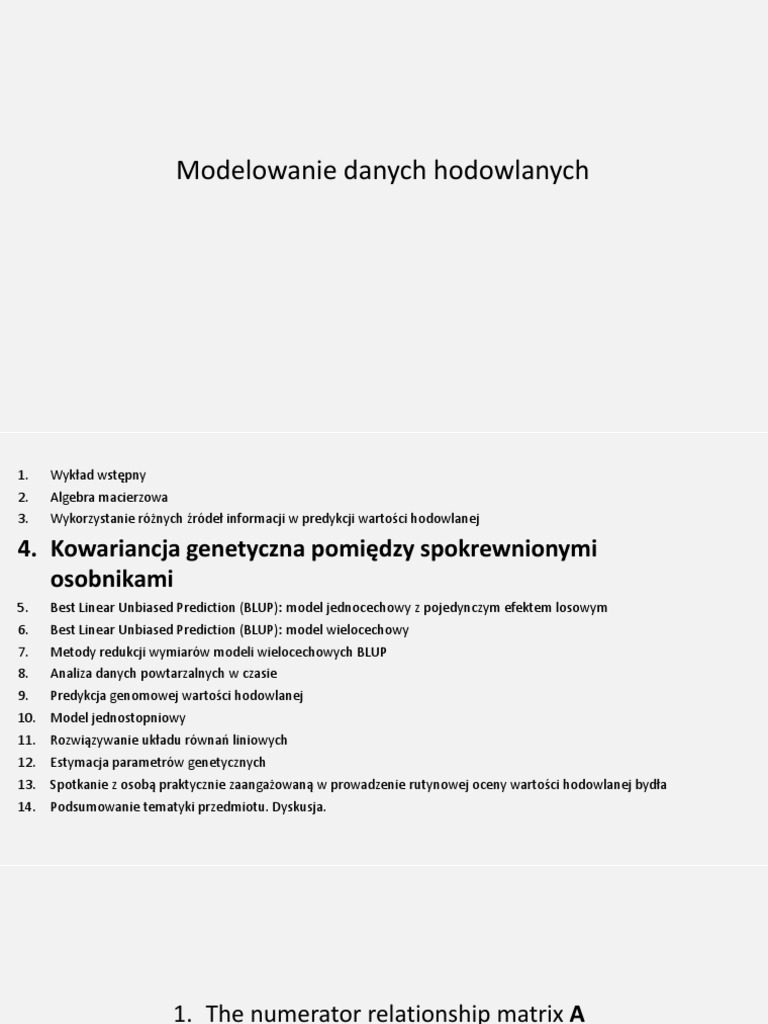 Modelowanie Danych Hodowlanych | PDF