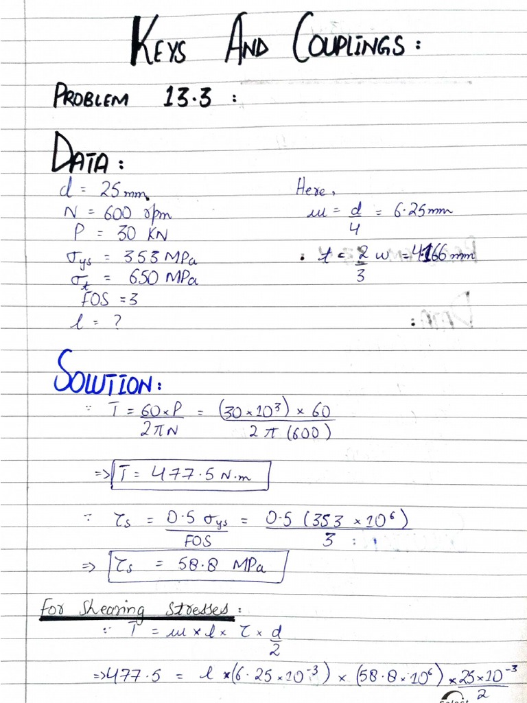 Keys and Couplings Numericals | PDF
