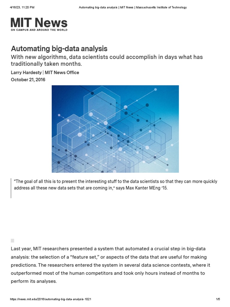 Automating Big-Data Analysis - MIT News - Massachusetts Institute of ... Automating Big-Data Analysis - MIT News - Massachusetts Institute of ...