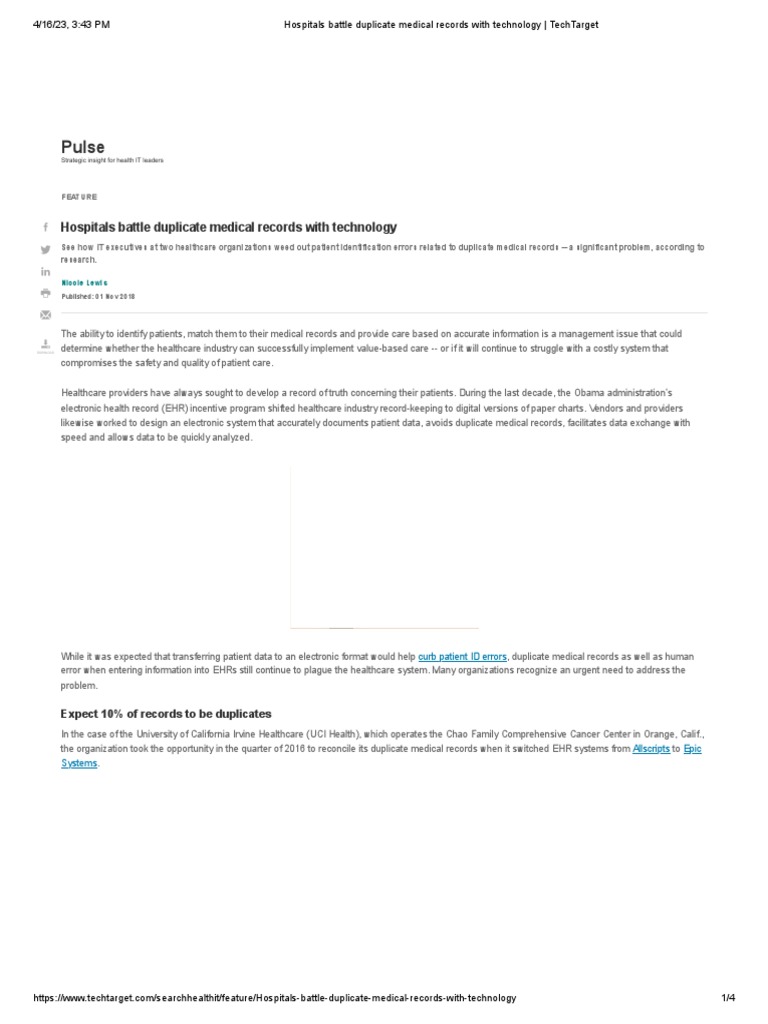 Hospitals Battle Duplicate Medical Records With Technology - TechTarget ...