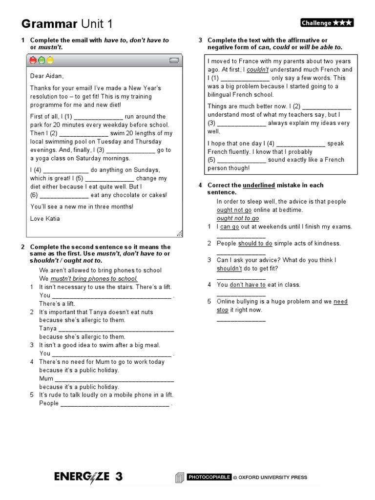 Energize3_GV_Unit 1_CHALLENGE | PDF