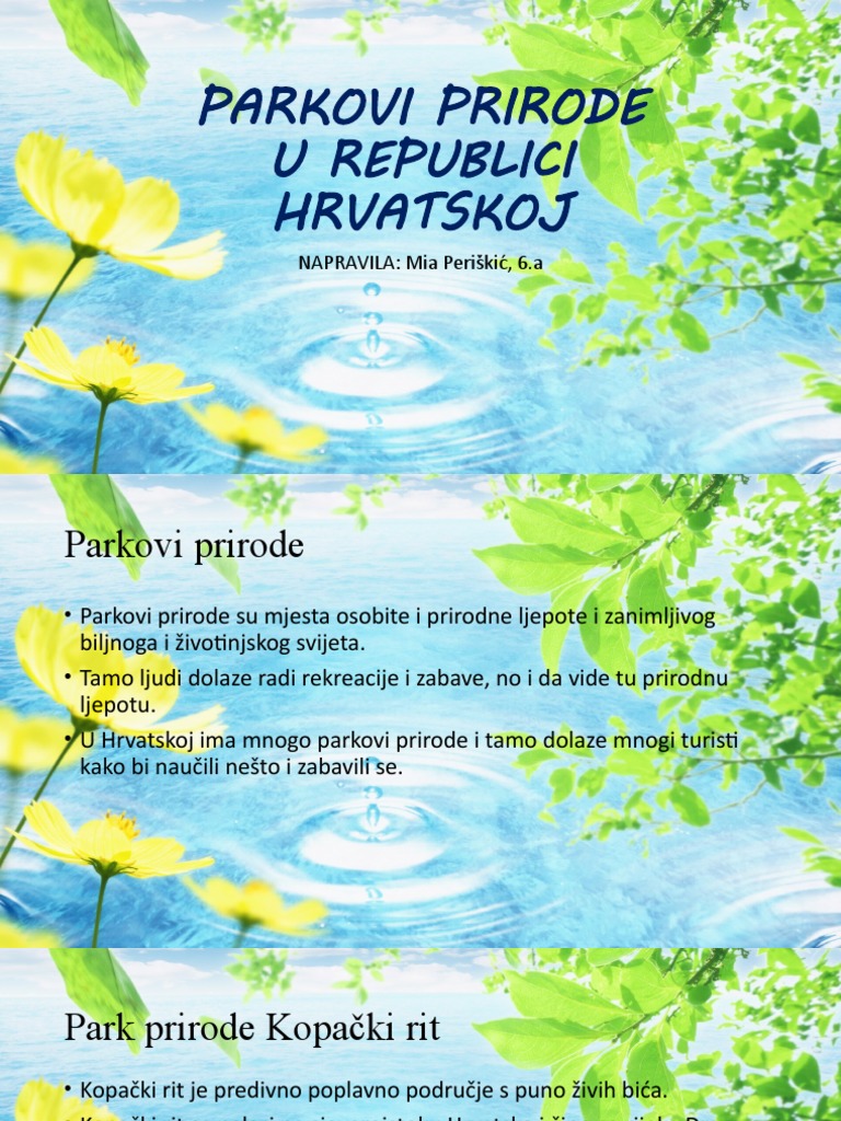 Parkovi Prirode U Republici Hrvatskoj: NAPRAVILA: Mia Periškić, 6.a | PDF