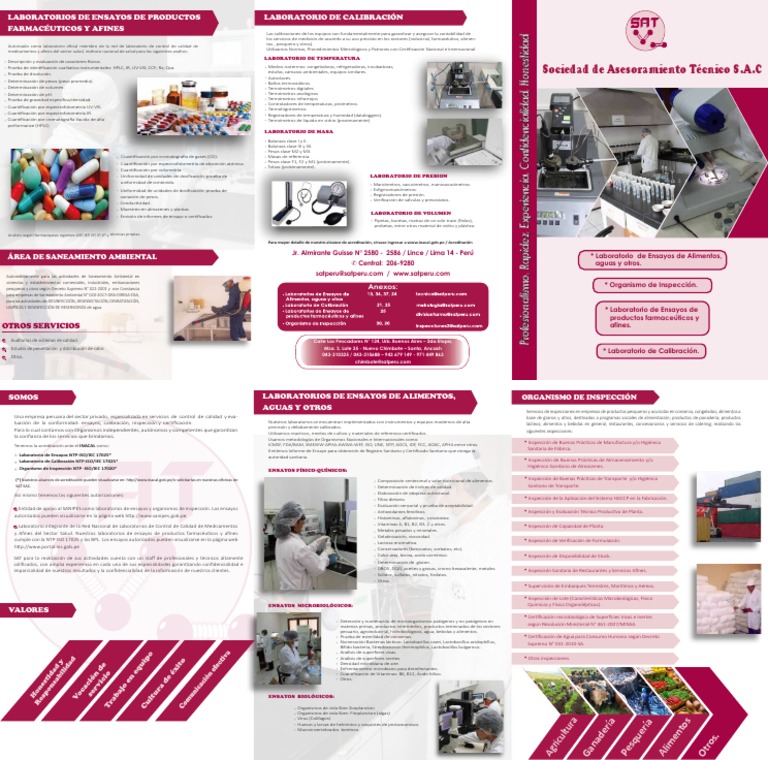 Triptico - Sat Sac | PDF | Laboratorios | Análisis de Riesgo y Puntos ...