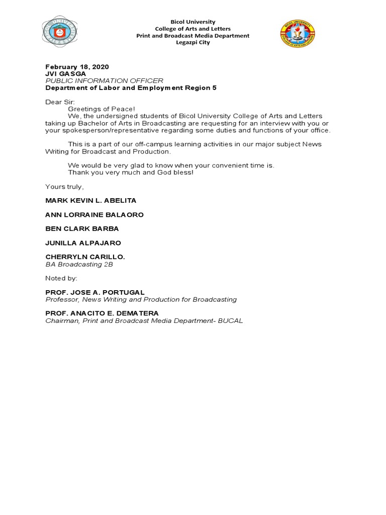 Letter For Interview | PDF