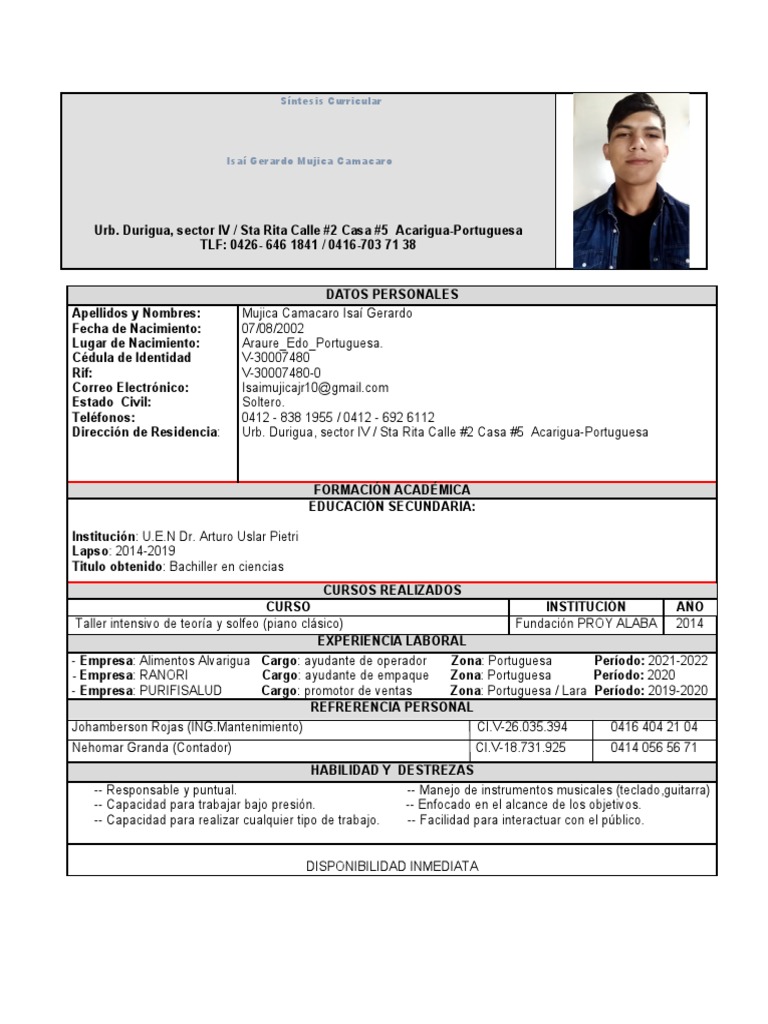 Curriculum Isaí Mujica | PDF