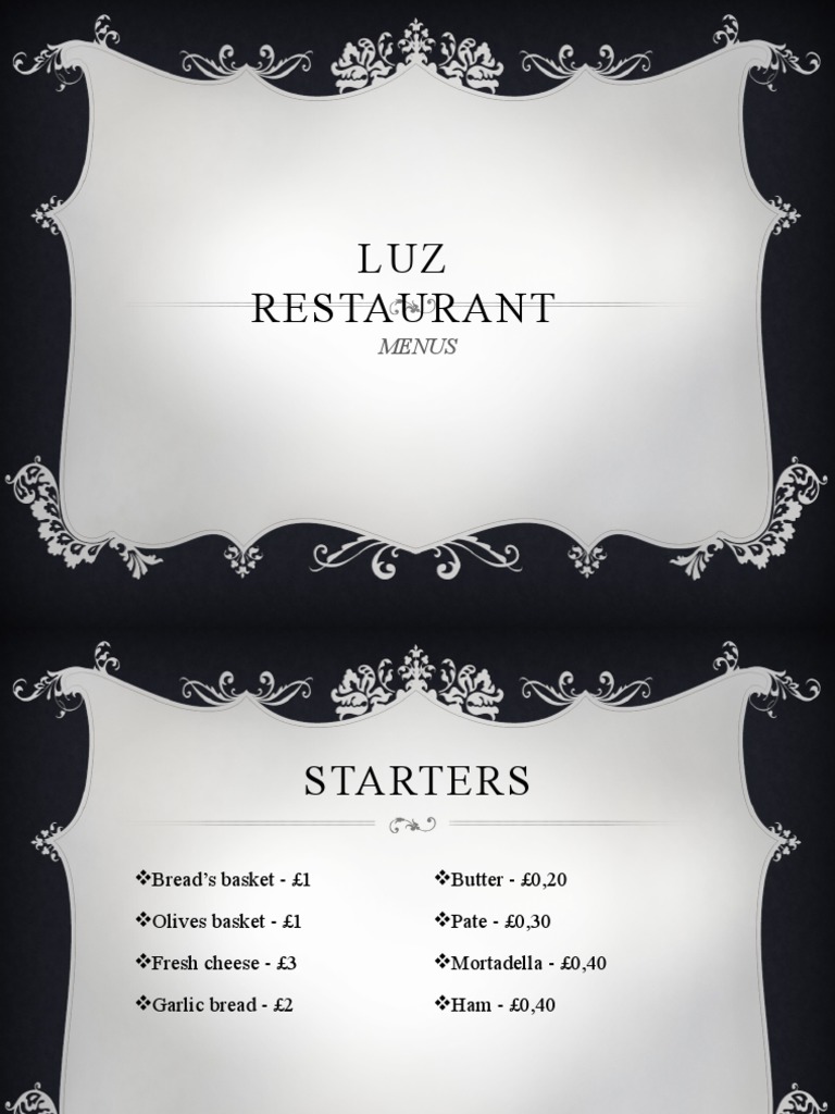 LUZ Restaurant: Menus | PDF