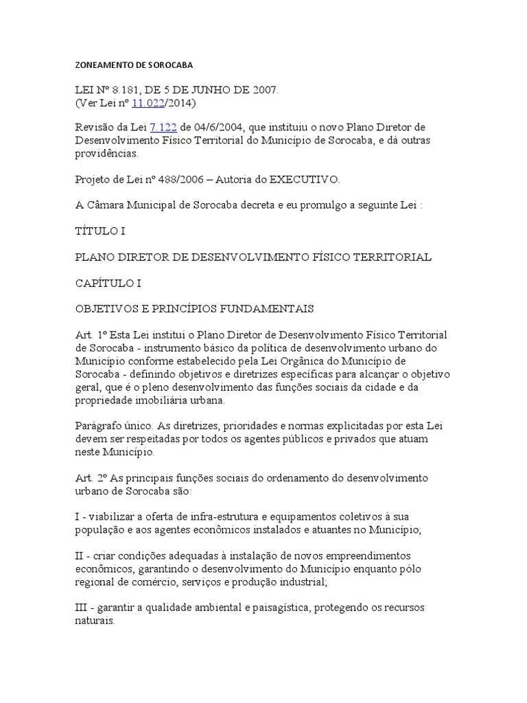 Lei que institui o novo Plano Diretor de Desenvolvimento Físico ...