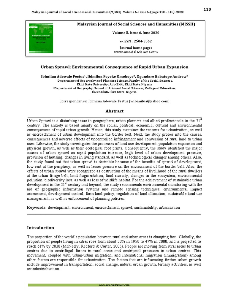 Urban Sprawl's Impact on Environment | PDF | Cost Of Living | Urban Sprawl