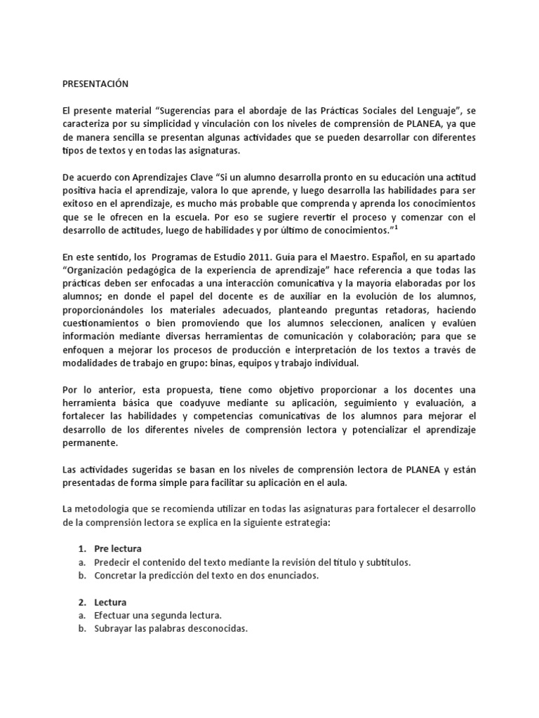 Como Trabajar Los Niveles | PDF | Comprensión lectora | Ensayos