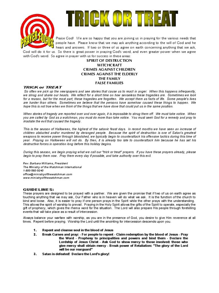Trick or Treat Prayers | PDF | Prayer | Salvation