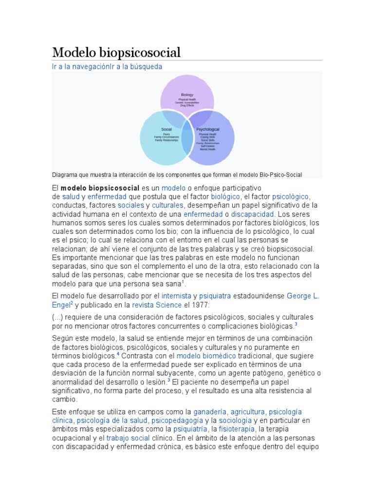 Modelo Biopsicosocial: Diagrama Que Muestra La Interacción de Los ...