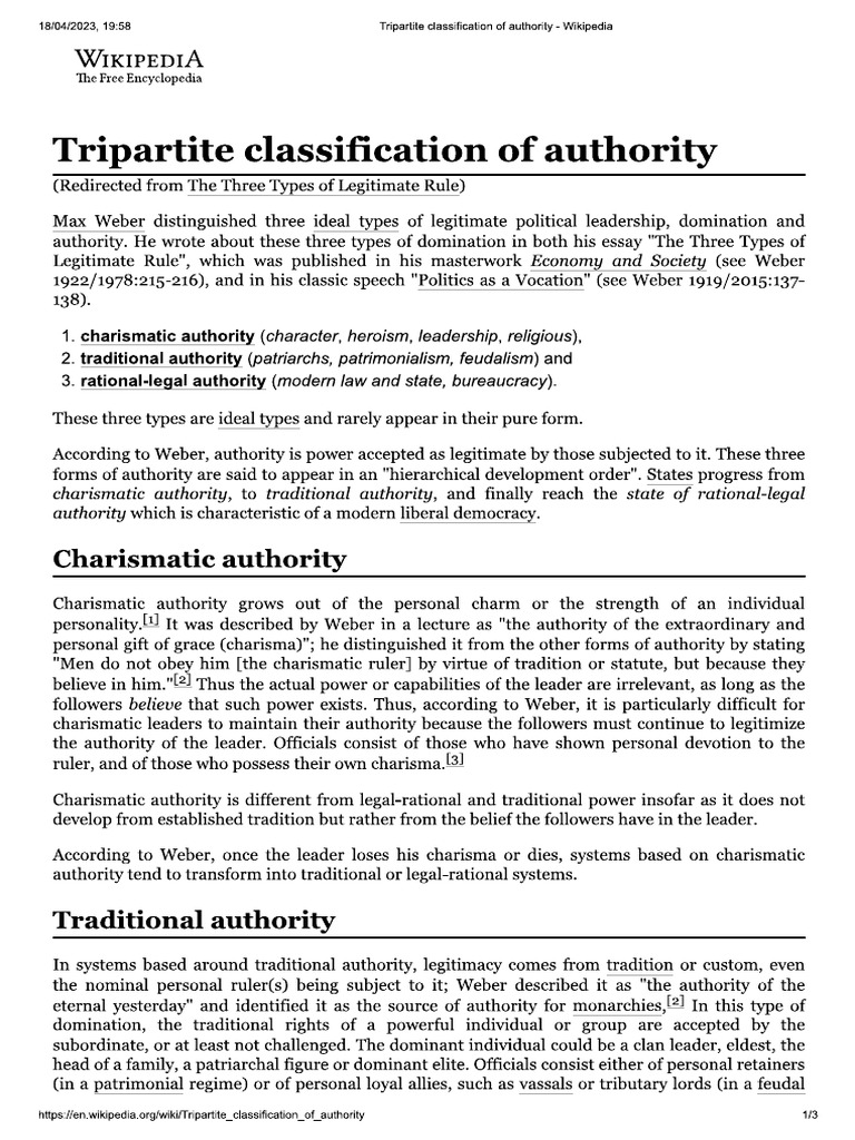 Tripartite Classification of Authority | PDF