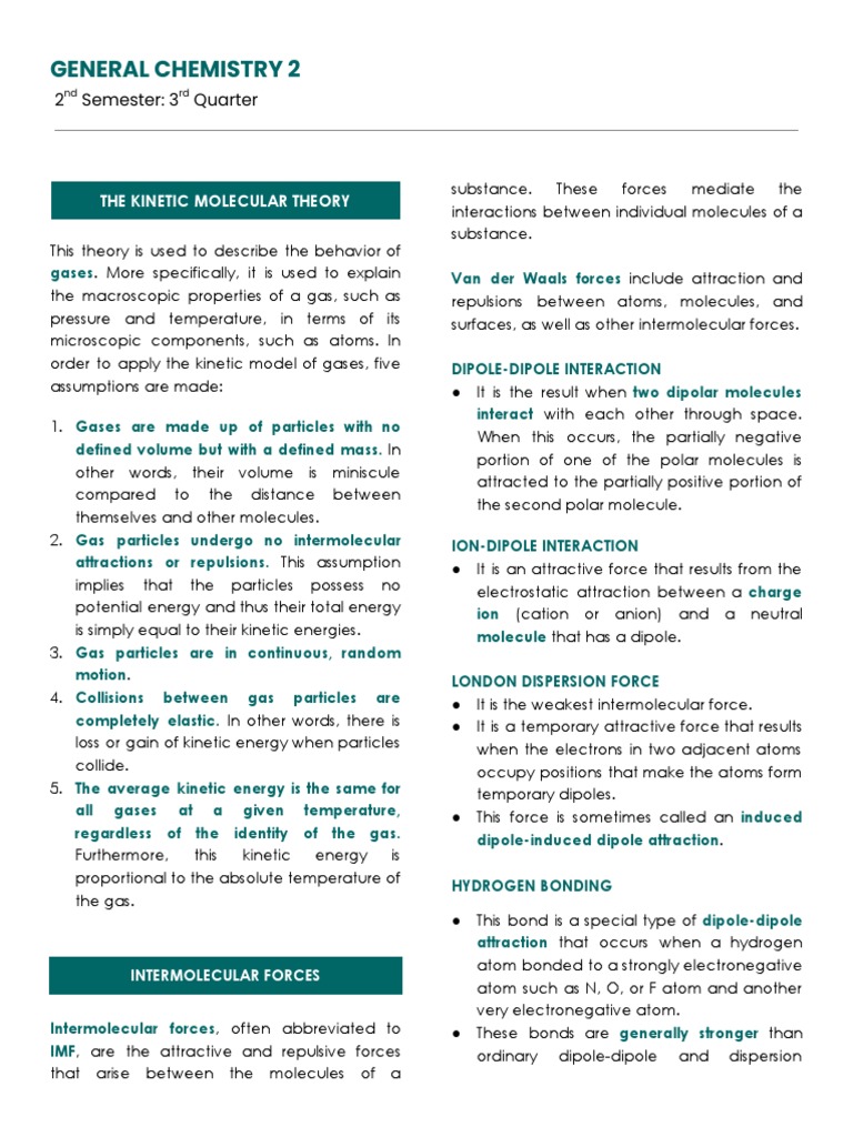 GENCHEM 2 REVIEWER (3RD QTR) .Docx - 2 | PDF | Intermolecular Force | Ph