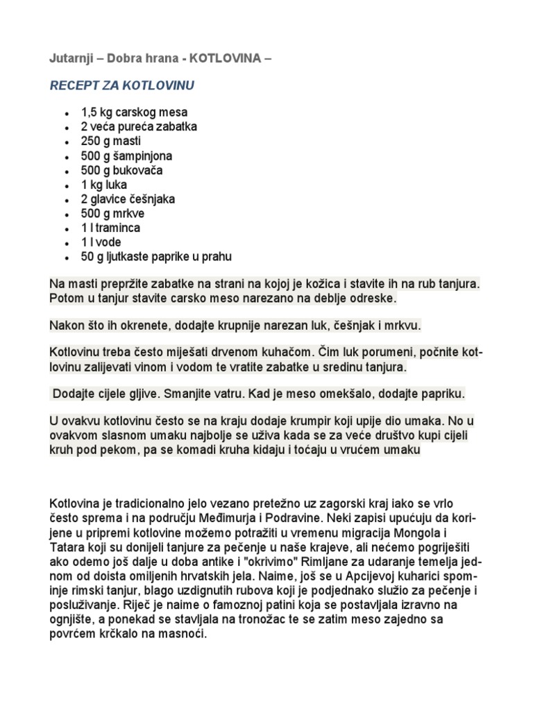 Kotlovina - Jutarnji List | PDF