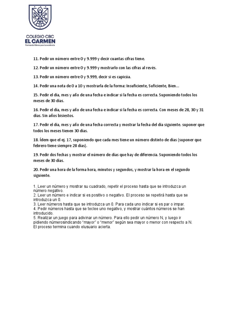 Ejercicios de Números y Fechas | PDF