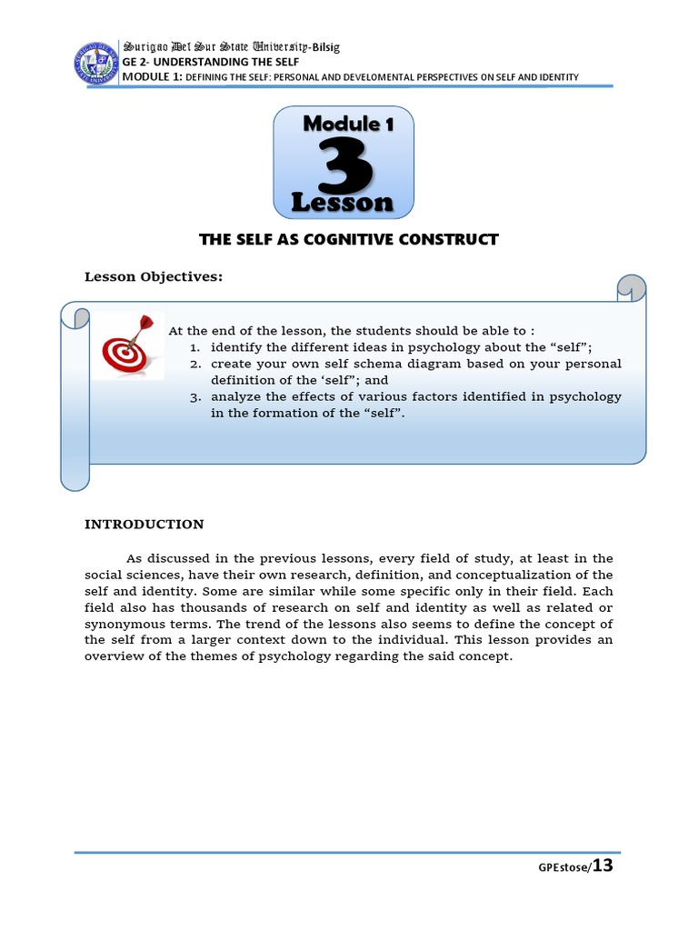 UTS Module 1 Lesson 3 | PDF | Id | Identity (Social Science)